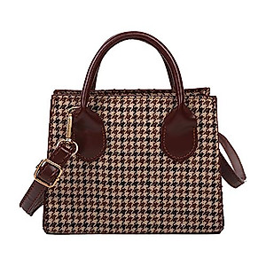 Retro Plaid Mini Handbags for Women 2022 Soft Pu Leather Crossbody Bag Female Small Shoulder Bag Wild Tote Bags Phone Purses (17 X 13.5 X 7.5 CM,Dark Brown)