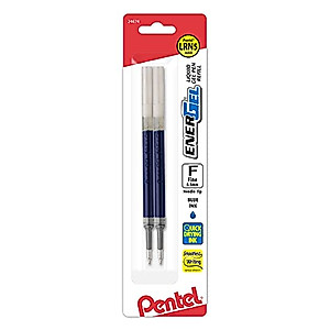 Pentel® EnerGel® Liquid Gel Pen Refills, Needle Point, 0.5 mm, Blue Ink, Pack Of 2