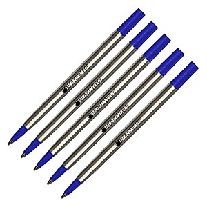 5 Pack, Monteverde Rollerball Refill Compatible with Parker Rollerball Pens, Fine Point (Bulk Packed) (Dark Blue)