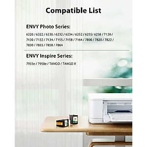 64XL Black Ink Cartridges Black Compatible for HP 64 XL Work with HP Envy Photo 7855 7858 7155 6255 6252 7100 7800, HP Envy Inspire 7900e 7950e Tango Series Printer (2 Pack)