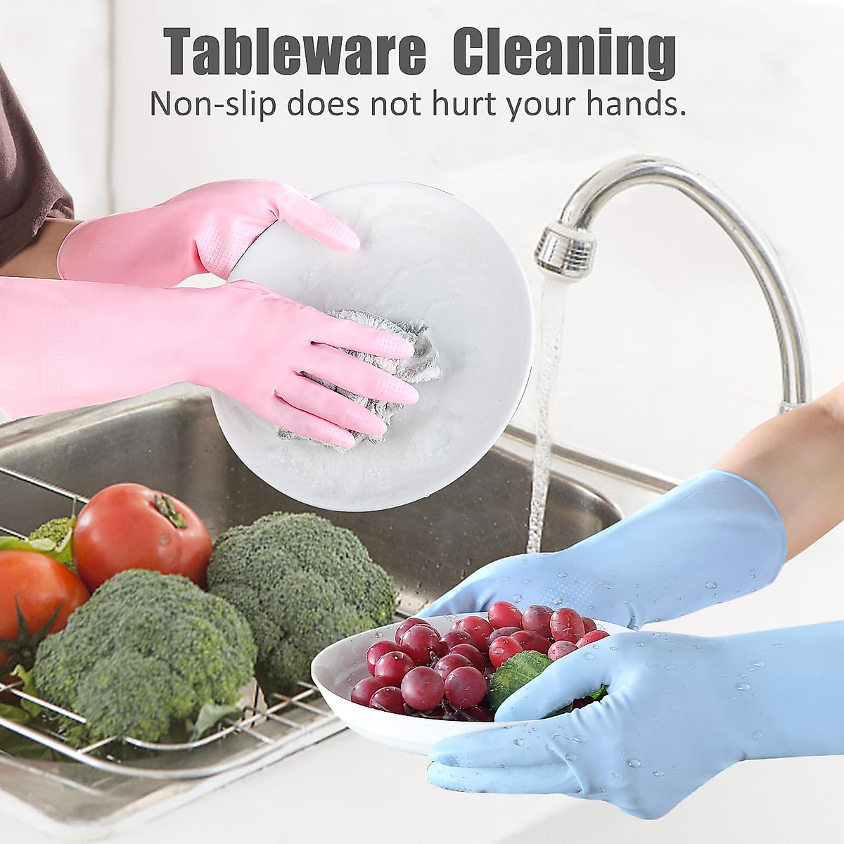 IUCGE Cleaning gloves for household Rubber dishwashing gloves for kitchen 3 Pairs Reusable,Durable,Light,Thin.(Medium,Multicolor)