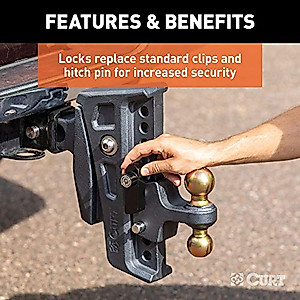 CURT 45932 Rebellion XD Tongue and Hitch Lock Set, 2 or 2-1/2-Inch Receiver