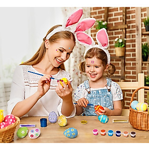 Ouddy Life Easter Crafts for Kids, Egg Painting Kit White Easter Eggs Arts and Crafts for Girls Boys 6 Slow Rising Squishies Toys Easter DIY Gifts Crafts Art Activities Basket Suffers
