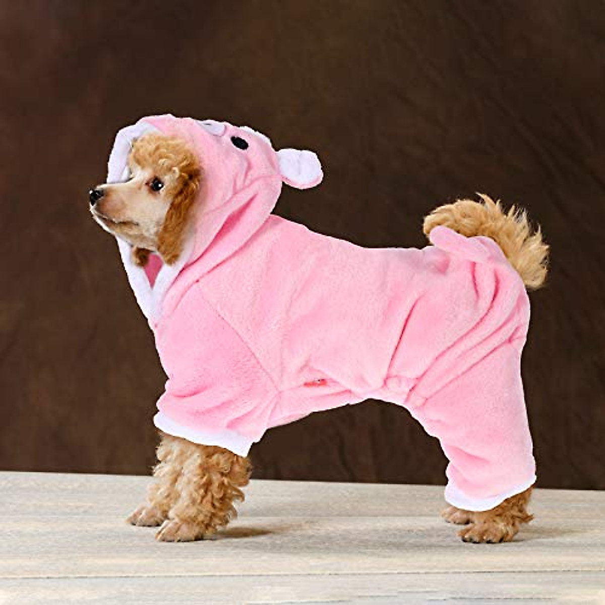 Balacoo Pet Costum, Pink Pig Puppy Clothes Hoodie Warm Coat Funny Pet Dog Cat Clothes for Christmas Cosplay Pimk