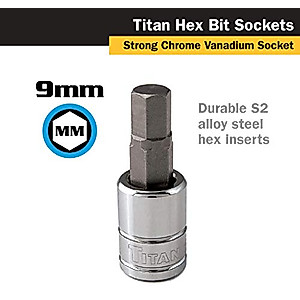 Titan 15609 3/8-Inch Drive x 9mm Hex Bit Socket