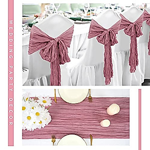 24 Pack Cheesecloth Table Runner 20 x 120 inch Cheese Cloth Table Runner Bulk,Romantic Boho Sheer Gauze Fabric Table Runners for Wedding Reception,Party,Bridal Shower Table Decor(Dusty Rose)