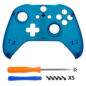 eXtremeRate Foggy Clear Blue Faceplate Cover for Xbox One Wireless Controller (Model 1708), Custom Case Replacement Front Housing Shell for Xbox One S & Xbox One X Controller - Controller NOT Included
