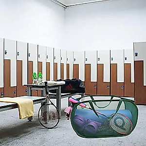 Aplter Pop Up Laundry Basket, Portable Mesh Laundry Hamper, Collapsible Storage Bin for Clothes, Toys, Suit for Home, Dorm, Travel, Green