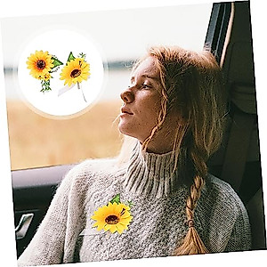 ARTIBETTER 2pcs Corsage Wrist Flower Bracelets for Man Prom Hair Accessories Men Gifts Stocking Stuffers Sunflower Wristlet Band Bracelet Sunflower Brooch Corsage Bride Brooch Wedding Corsage