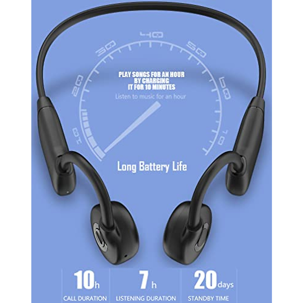 Bone Conduction Headphones Bluetooth 5.3 Open Ear Wireless Sports Earbuds IPX6 Waterproof Noise Cancelling Ear Buds Long Battery Life Earphones with Mic for Running Hiking Workout Sport Android iOS