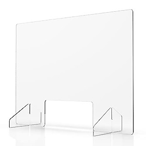 Sneeze Guard For Counter Desk - Plexiglass Plastic Shield Barrier For Counter - Plexi Glass Screen Desk Protector - Clear Acrylic Face Shields For Germ Protection Cashier Office Partition Splash Guard