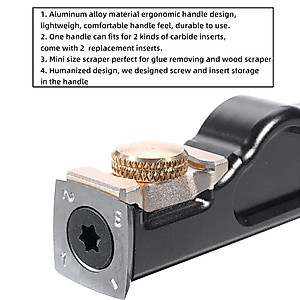 HONGDUI 2 in 1 Mini Wood Carbide Scraper Glue Scraper Remover Aluminum Alloy Handle Woodworking Tool
