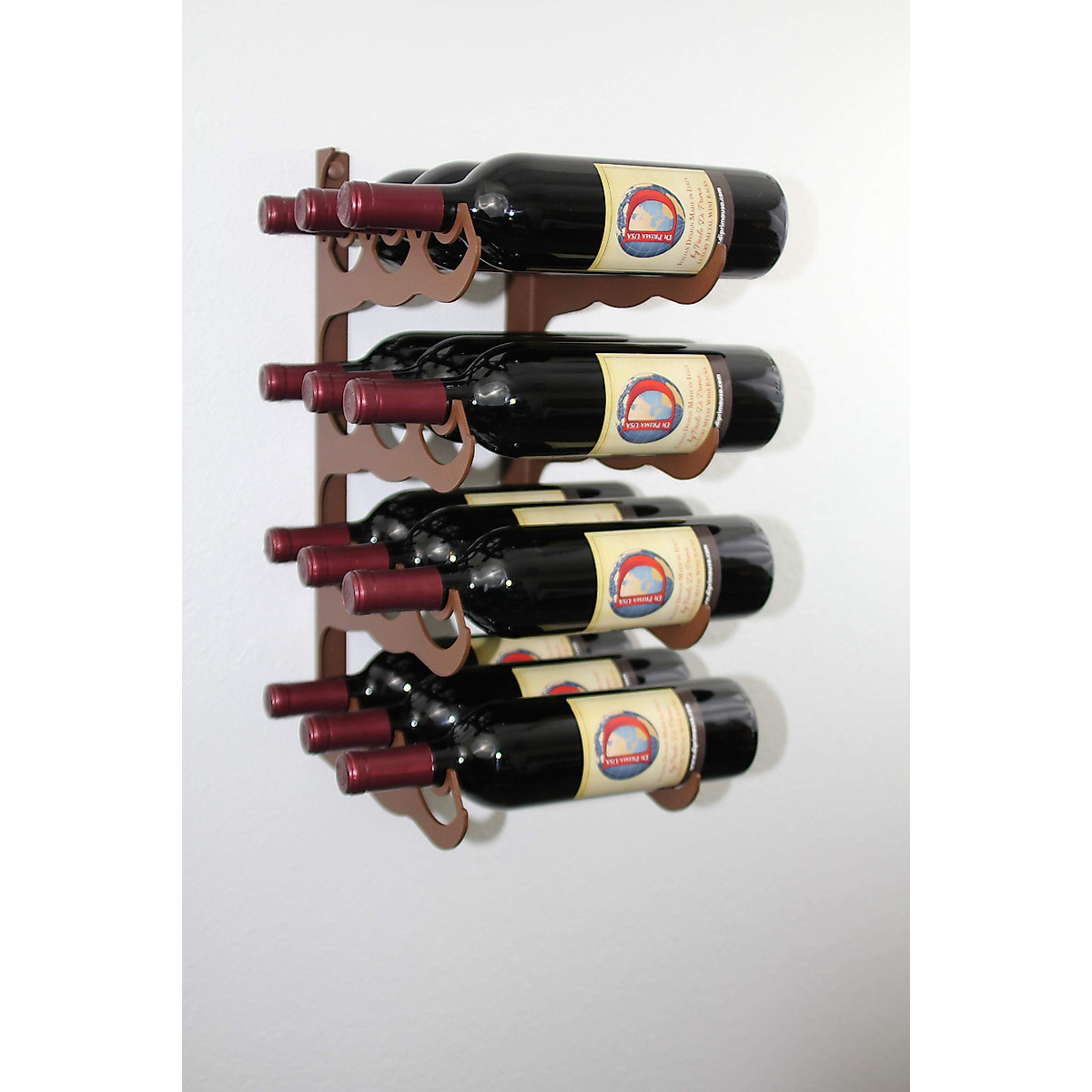 di prima usa Wine Rack Wall Mounted for Wine Bottles - Luxury Metal Wine Rack Mount - Long-Lasting Hanging Wine Rack for Wall Mount, Cellar, Kitchen, Living Room - Triple Depth Row – 12 Bottles