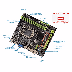 LGA 1151 Motherboard, H310B Micro ATX Computer Motherboard for Desktop PC, Support LGA 1151 6 7 8 9Gen, M.2 Hard Disk, DDR4, SATA3.0, USB3.0, for Realtek811 Gigabit Network Card