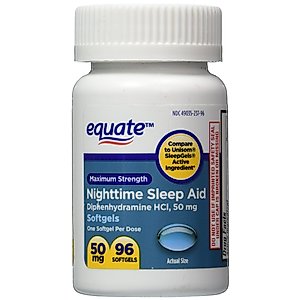 Equate - Sleep Aid 50 mg, Maximum Strength, 96 Softgels (Compare to Unisom)