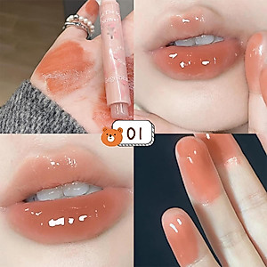 3Pcs Jelly Lipstick, Tinted Lip Gloss Heart Shape Lip Balm, jelly lipstick Moisturizing Lip Glaze, Long Lasting Nourishing Lip Glow Balm,Non-sticky,Vivid Color Glossy cute lip gloss,Lipstick for Girls and Women(1#+2#+3#)