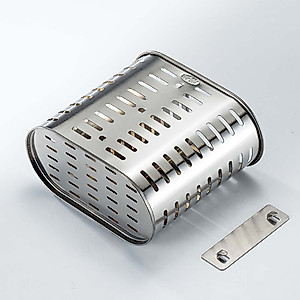 DreamInn Utensil Drying Rack Stainless Steel Hanging 2 Compartments Flatware Storage Drainer, Chopsticks/Spoon/Fork/Knife Drain Basket/Tableware Dinner Service Holder/Cutlery Organizer Caddy (Style B)