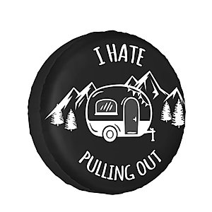 cozipink I Hate Out Camper Spare Tire Cover Spare Tire Cover Wheel Protectors Universal for Trailer Tires Camping Weatherproof Universal for Rv Travel Trailers Accessories 14" 15" 16" 17"
