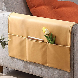 ichuanyi 2023 New Couch Arm Covers,Pet Armchair Slipcover for Couch with 3 Pockets for TV Remote Control，Non-Slip Sofa Arm Covers Washable Sofa Armrests Covers for Living Room (Yellow)