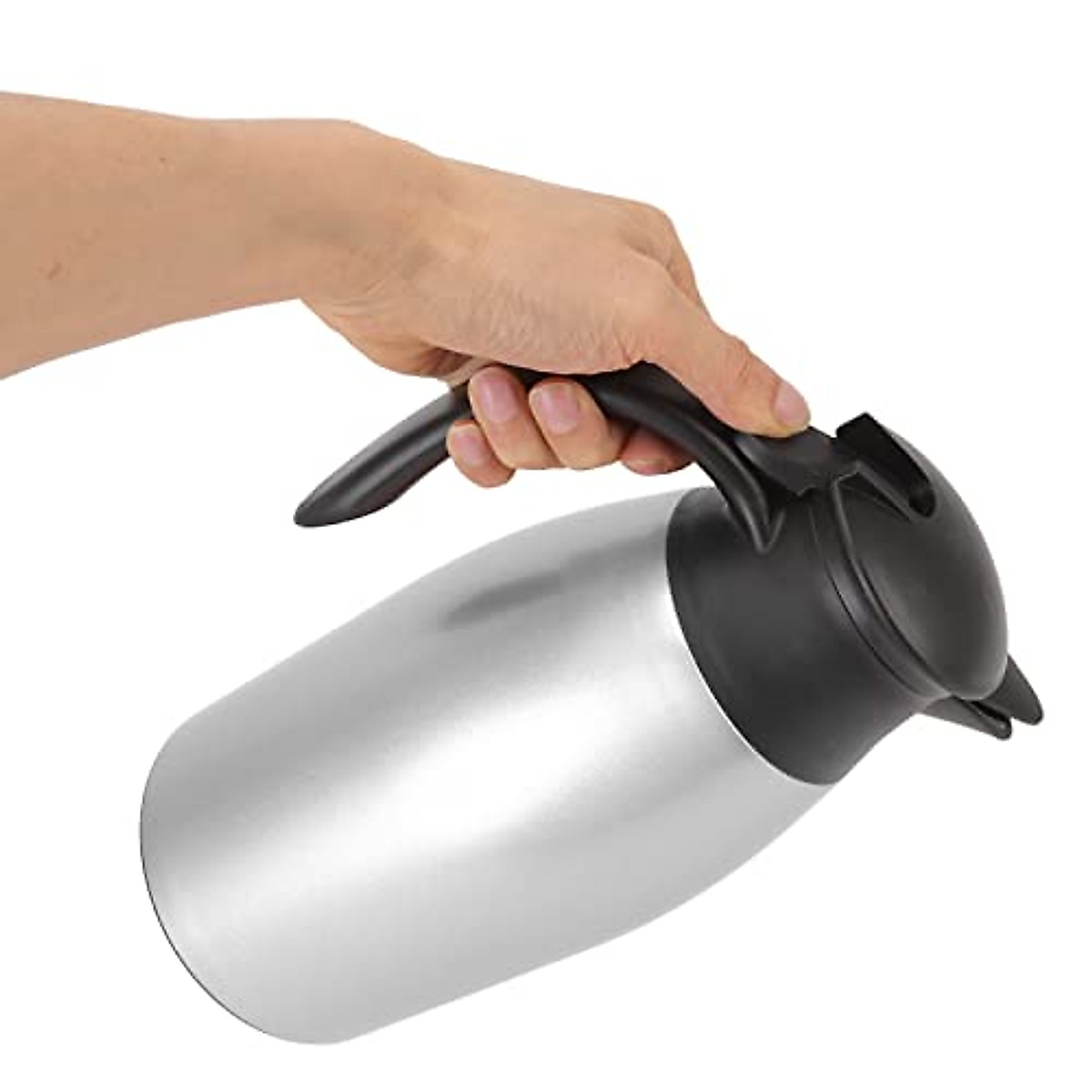 2L Stainless Steel Tea Pot, Household Coffee Pot Cold Water Kettle, Short Spout Cold Drink Kettle for Coffee Tea Beverages(Silver)