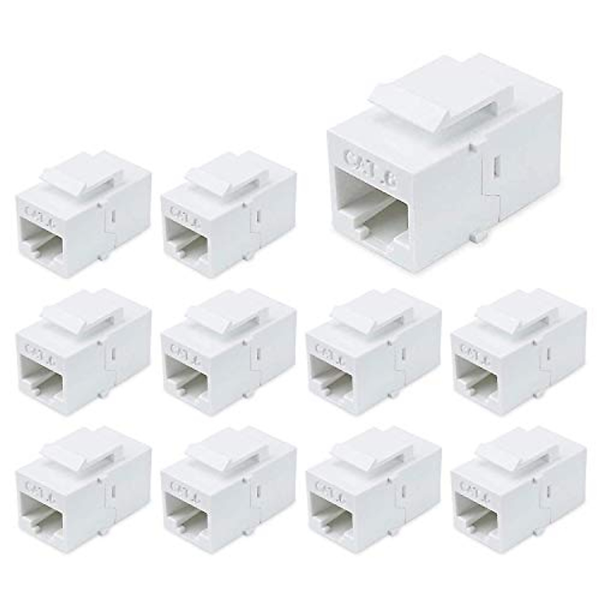 Ethernet Keystone,Cat6 Coupler Jack Network Cable Female to Female Jack，Compatible with Cat7 Cat6 Cat6a Cat5e Cat5-10 Pack White