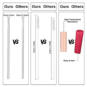 BOTTLAN 6PCS Stainless Steel Straw for Stanley Adventure Quencher Travel and H2.0 FlowState Tumbler Cup 40 oz 30 oz with Handle, 10mm/0.4'' Diameter Replacement Straws for Smoothie, Milkshakes