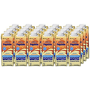 PediaSure Peptide 1.5 Cal, 24 Count, Complete, Balanced Nutrition for Kids with GI Conditions, Peptide-Based Formula, 10g Protein and Prebiotics, for Oral or Tube Feeding, Vanilla, 8-fl-oz Bottle