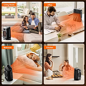 YASHE Space Heater, 1500W Portable Electric Heater for Indoor Use with Thermostat, 75° Oscillation, Digital Display, Remote Control, 24H Timer, ECO Mode, Fast Ceramic Heating for Home, Office, Bedroom