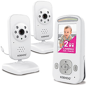 Video Baby Monitor, Slim Handheld, Non-Slip Design, 2.4" Vertical Screen Monitor & 2 Camera, Range up to 1000ft, 18 Hour Battery Life, 2-Way Talk, Night Vision, Temperature Monitor, No WiFi.