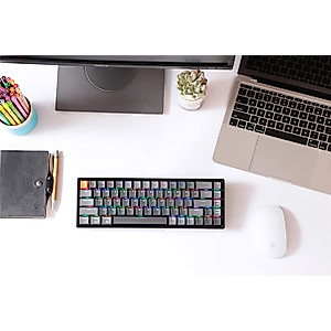 Keychron K6 Hot Swappable Wireless Bluetooth 5.1/Wired Mechanical Gaming Keyboard, 65% Compact 68-Key RGB LED Backlit N-Key Rollover, Aluminum Frame for Mac Windows Gateron G Pro Red Switch