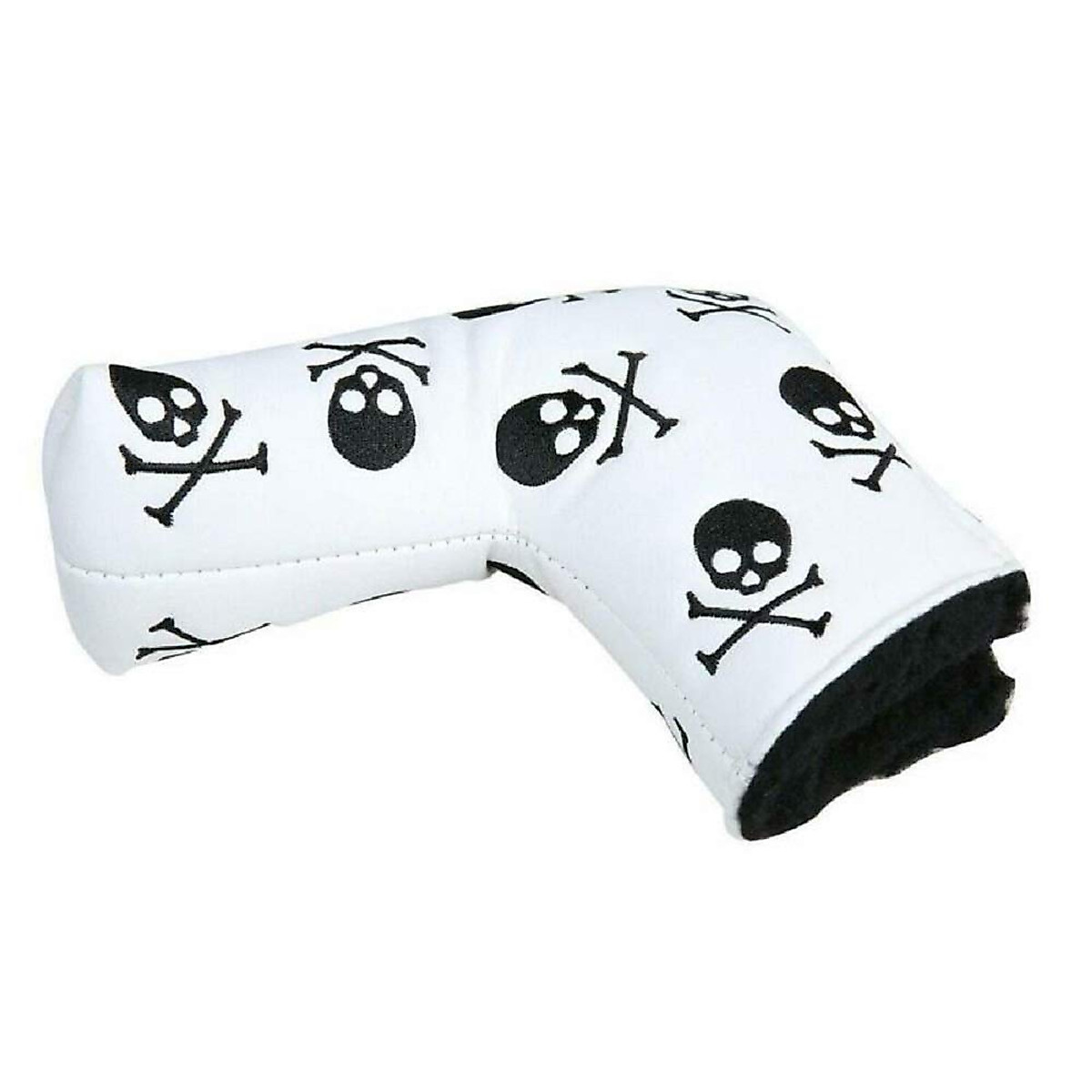 DNYAN Golf PU Leather Blade Putter Cover Skull Bones Headcover with Veclro Fastening for putters All Brands Taylormade Scotty Cameron Titleist Callaway Ping,White