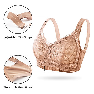 Wireless Wirefree Minimizer Bras No Padded Full Coverage Plug Size Unpadded Supportive Soft Full Figure Comfortable Ease Breathable Back Smoothing Bra Tan 40C