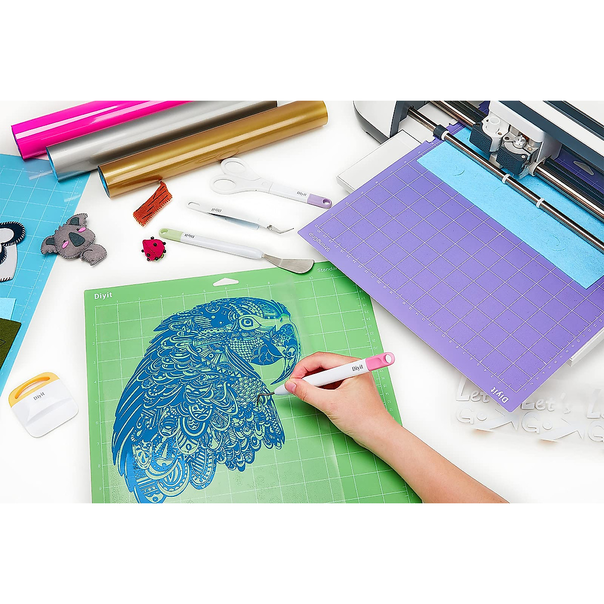 DIYIT Standardgrip Cutting Mat for Cricut Maker 3/Maker/Explore 3/Air 2/Air/One(3 Mats), Standard Grip Cutting Mats 12x24 Inch for DIY Projects