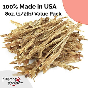 Peppy Pooch Turkey Tendons for Dogs – 8 oz Bag - All-Natural Dog Treat Chew Stick - Made in USA.
