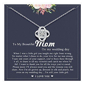 UNGENT THEM Mother of the Bride Gifts from Daughter, Mother of the Bride Necklace from Bride, Wedding Gifts for Mom Love Knot Necklace On Wedding Day