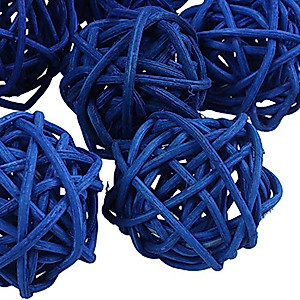 Andifany 12 pcs 3cm Rattan Wicker Ball for Garden, Wedding, Party Decoration （Royal Blue）