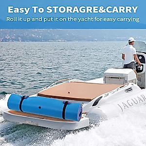 Outroad Lily Pad Floating Mat, 3-Layer XPE Foam 9 Ft Water Pad for Beach, Ocean, Lake, Roll-Up Floating Island for Water Recreation and Relax, Blue