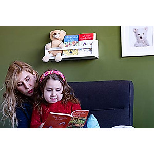 Wallniture Lissa Wall Shelf 17" Wood Wall Mounted White Bookshelf for Nursery Wall Decor, Kids Storage Organizer