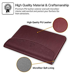 Fintie Sleeve Case for Microsoft Surface Go 4/3/2/1 (2023/2021/2020/2018) - Slim Fit Premium Vegan Leather Cover with Stylus Loop, Compatible w/Keyboard,Burgundy