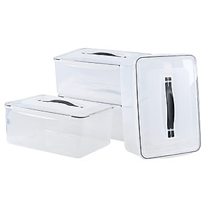 Qskely 4-Pack 15 Quart/14.5 L Kitchen Airtight Food Storage Container Set, Bread Keeper with Airtight Lid