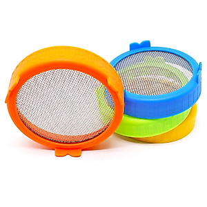 GDFYMI 4Pcak Sprouting Lids for Mason Jars, 86mm Wide Mouth Canning Jar Stainless Steel Mesh Screen Strainer Lid for Bean Sprouts Grow Kit - 4 colors