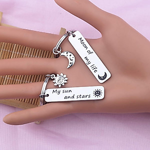 MYOSPARK Moon Of My Life My Sun And Stars Khal & Khaleesi Keychain Set Daenerys Keyring Dothraki Keychain Game of Thrones Jewelry (Moon Sun Stars keychain set)