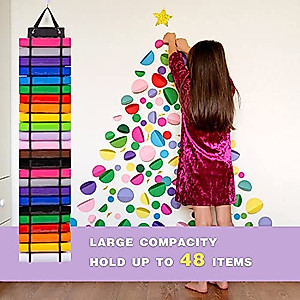 AGX Bravo Vinyl Roll Holder with 48 Compartments - Clear Vinyl Storage Organizer Wall Mount/Over The Door, Hanging Craft Vinyl Storage Rack with Door Hooks and Strap (Black)