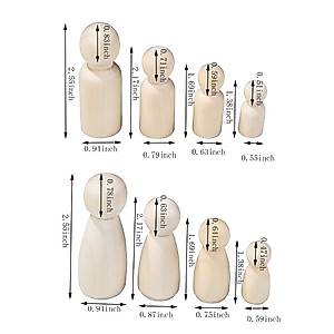 56 PCS Unfinished Natural Wooden Peg Dolls,Little Wooden peg People for Painted or Craft