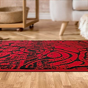 Antep Rugs Floral 5x7 Abstract Indoor Area Rug Siesta (Red Black, 5'3" x 7')