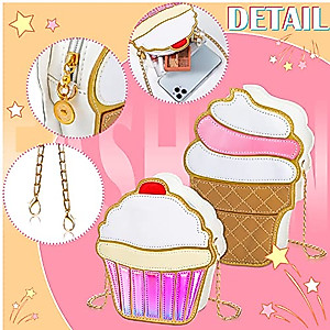 2 Pieces Cupcake Ice Cream Crossbody Handbag Cupcake PU Crossbody Shoulder Bag Ice-cream Crossbody Small Purse Cell Phone Shoulder Bag for Girls Women