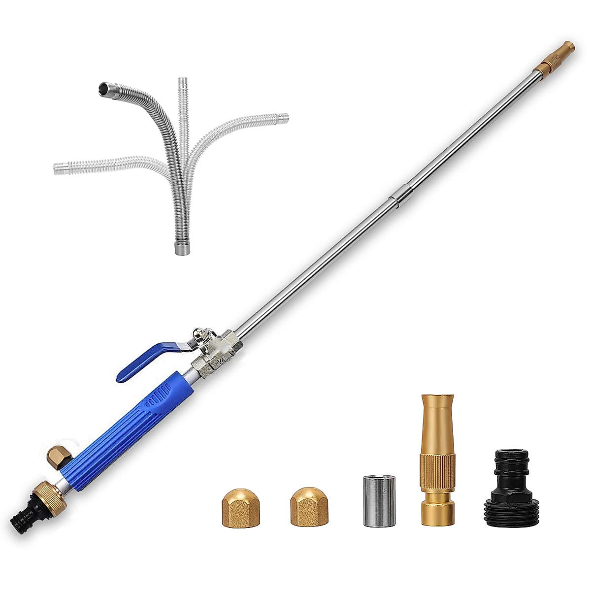 High Pressure Power Washer Wand, Watering Sprayer Cleaning Tool, Hydro Jet Water Hose Nozzle, Wand Lance for Gutter Patio Car Pet Window blue