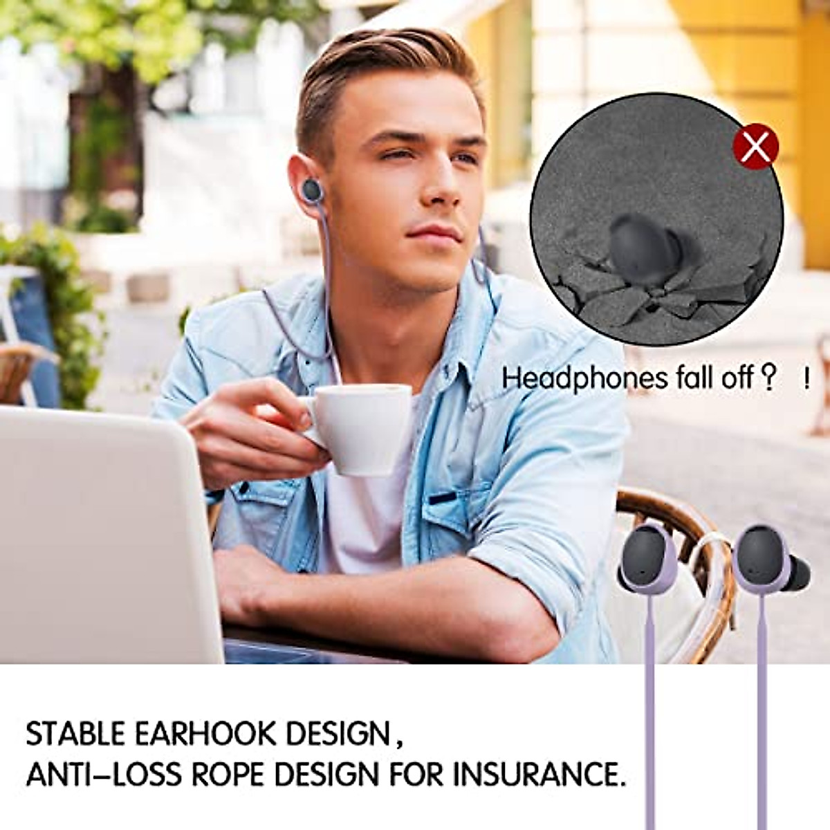 Woocon Galaxy Buds 2 Pro Strap,Soft Strong Silicone Special Anti-Skid Design Sports Anti Lost Headphones Lanyard Accessories ONLY Compatible with Samsung Galaxy Buds 2 Pro Earbuds Neck Rope Cord-Lilac