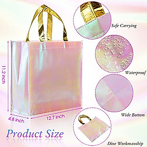40 Pcs Rose Gold Gift Bags Bulk, Reusable Pink Tote Bags Bridal Gift Grocery Bag with Handles, Non Woven Bridesmaid Wrap Bags for Women Wedding Bachelorette Birthday Party