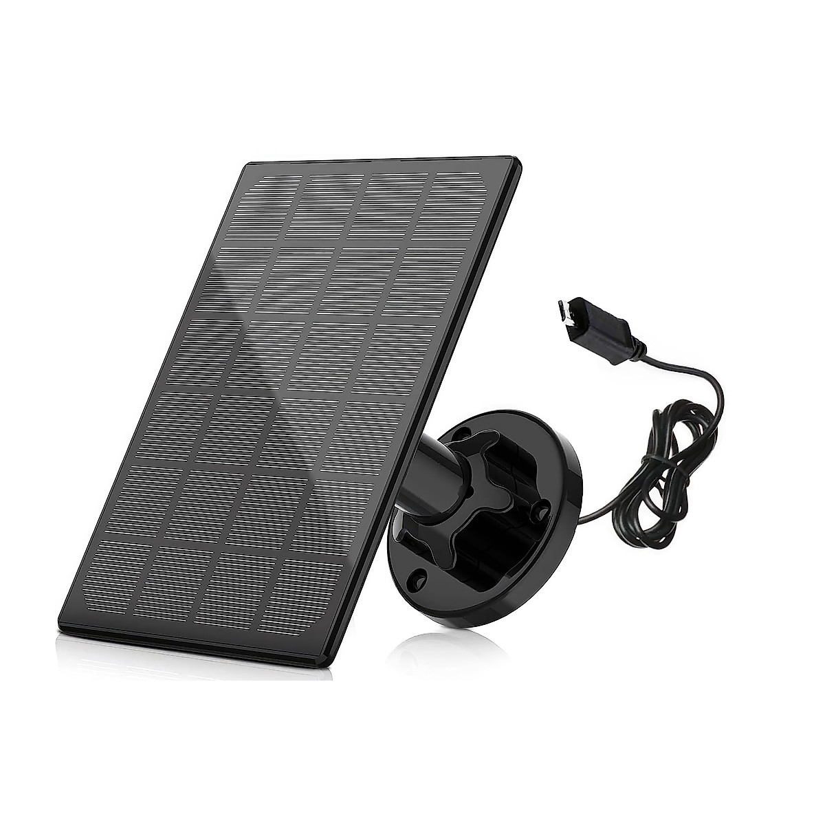 3W Solar Panel for Outdoor Wireless Security Camera, IP65 Waterproof Solar Panel Continuously Power USB, Adjustable Security Wall Mount (Black)